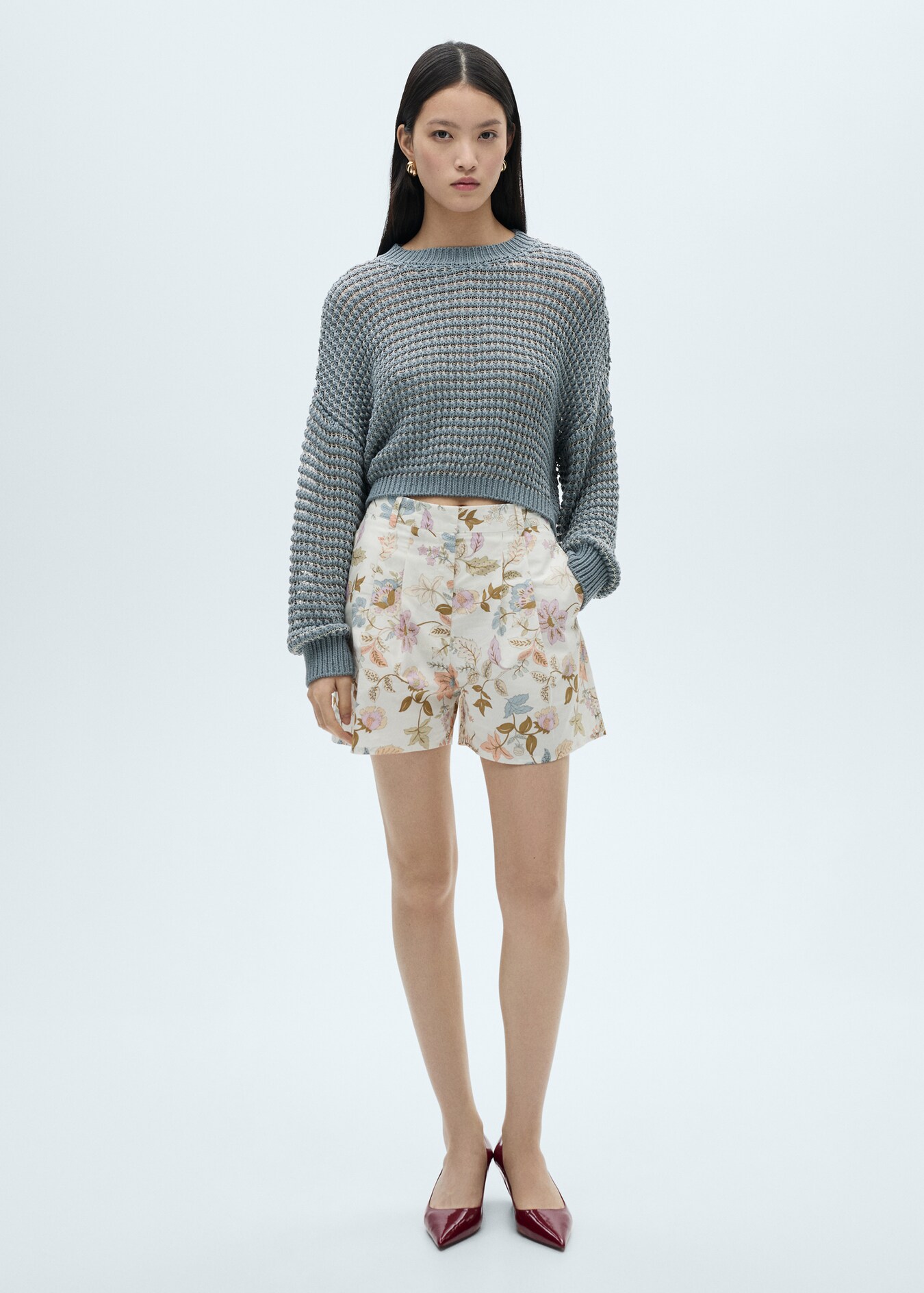 Oversized openwork knitted sweater - Women | MANGO USA