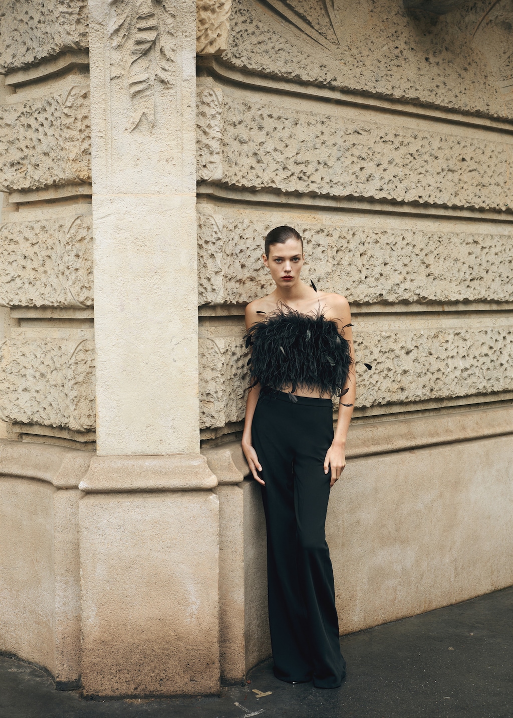 Feather bandeau-style top - Women | MANGO USA Feather bandeau-style top - Women | MANGO USA