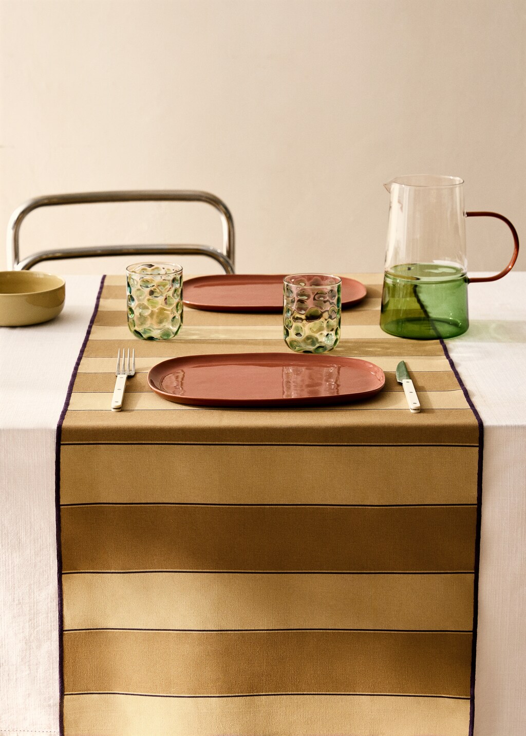Resin stripe-print cotton table runner - Home | MANGO USA