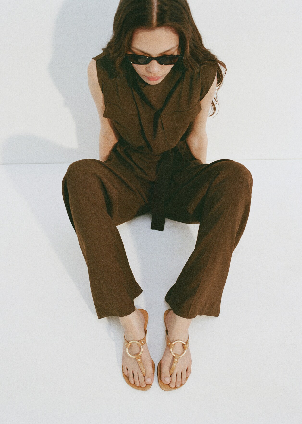 Leather sandals with metal-piece detail - Women | MANGO USA